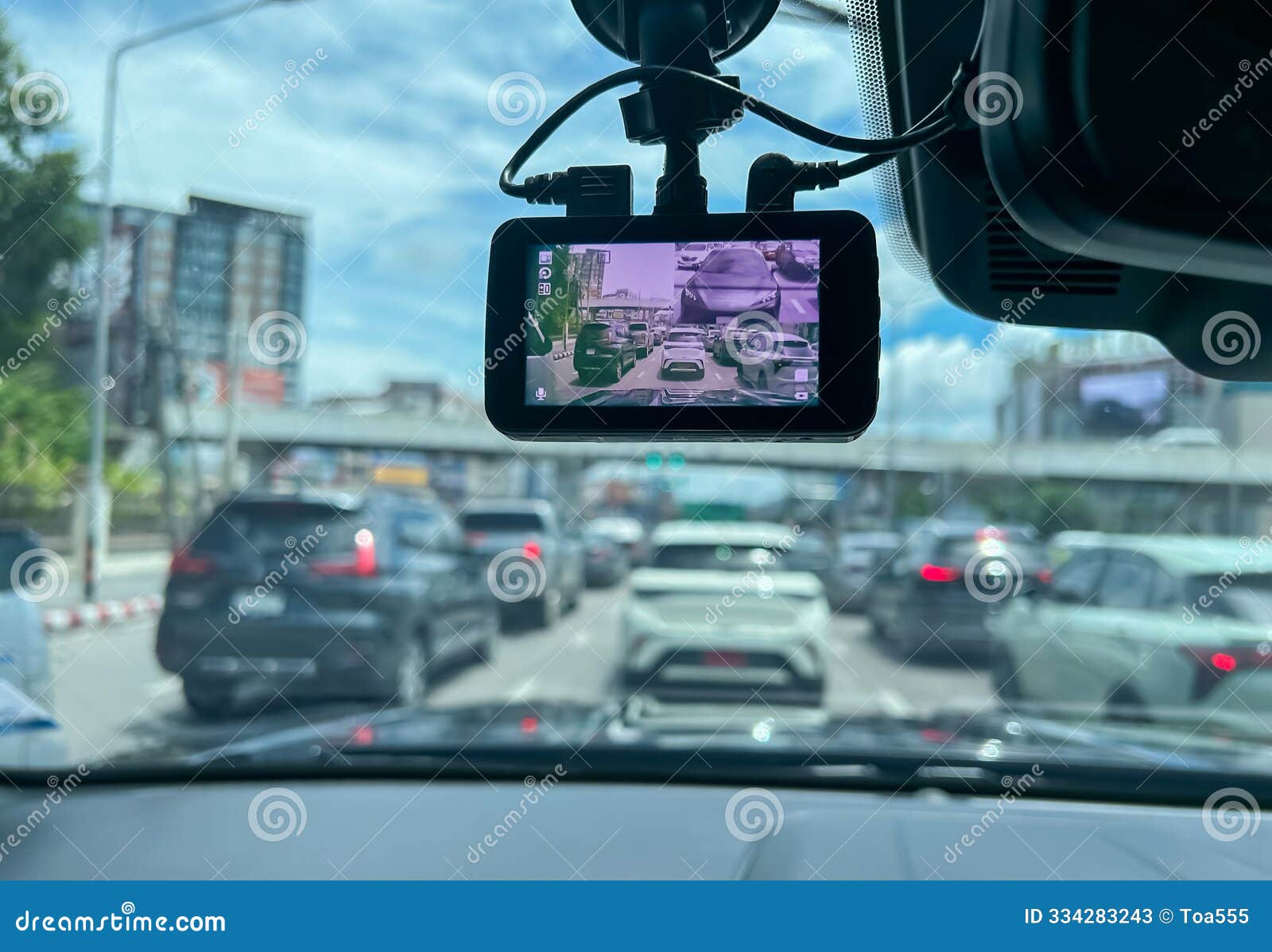 Front and Rear Car Dash Cam. Car Video Recorder on Vehicle Front and ...