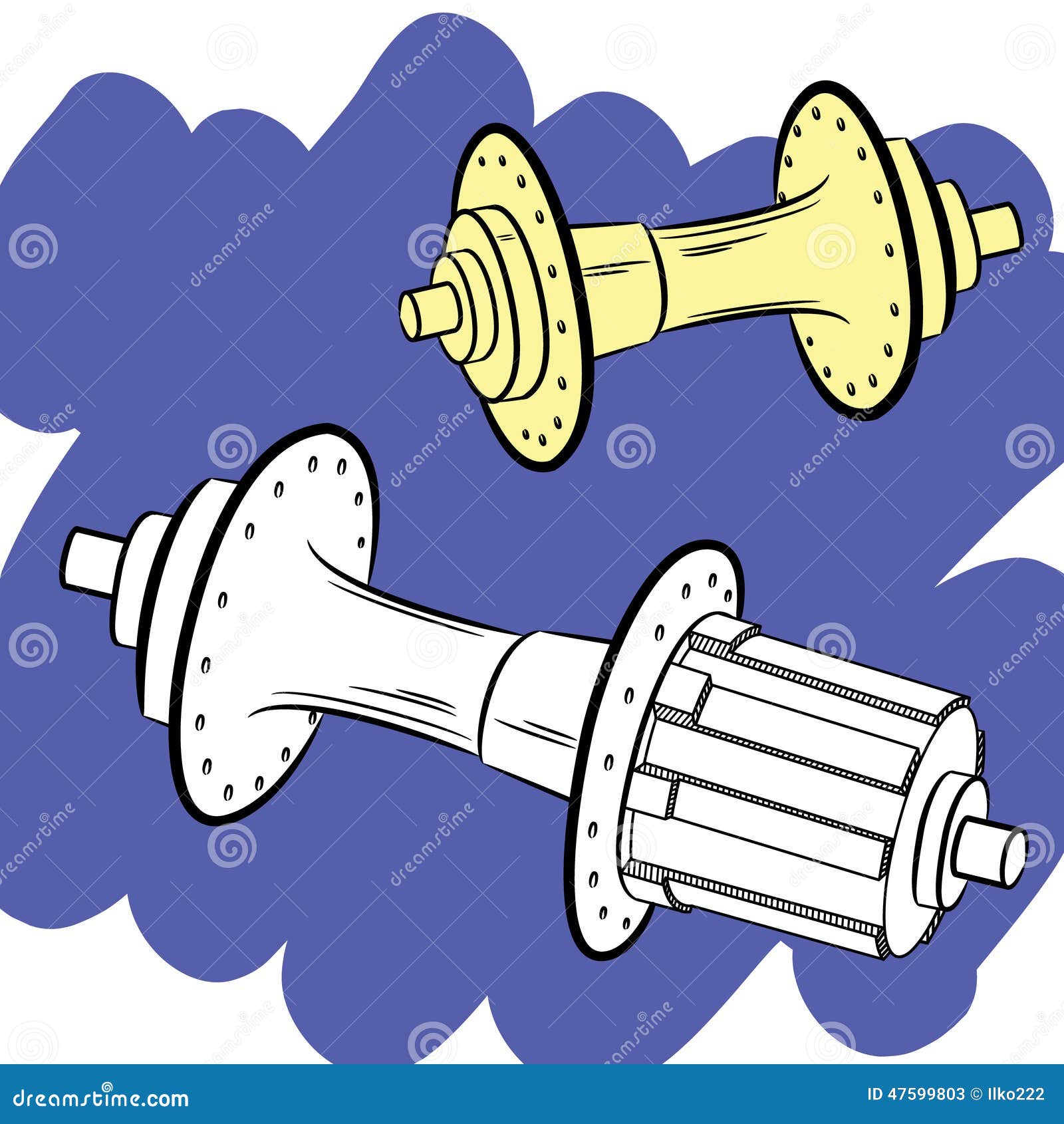 Front and Rear Hand Drawn Bicycle Hubs. Stock Vector - Illustration of ...