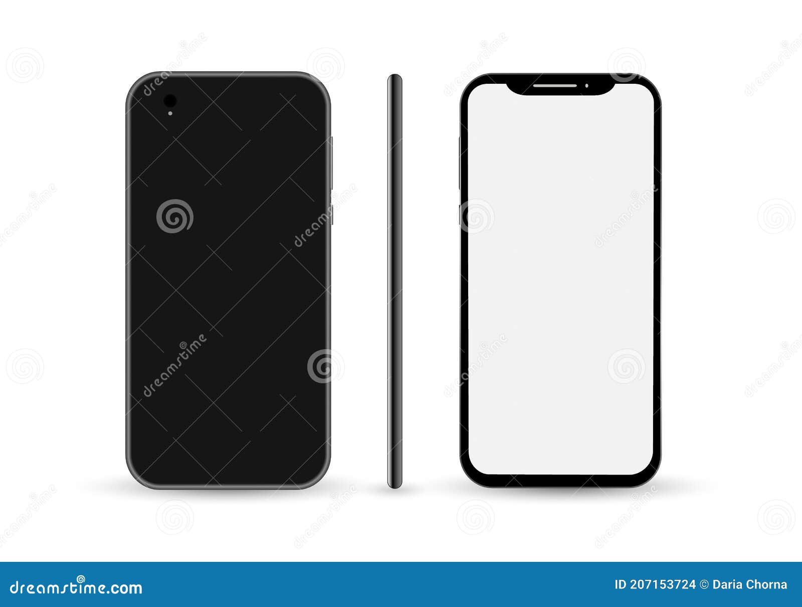 Front Rear and Side View. Mobile Phone. Vector Illustration Stock ...