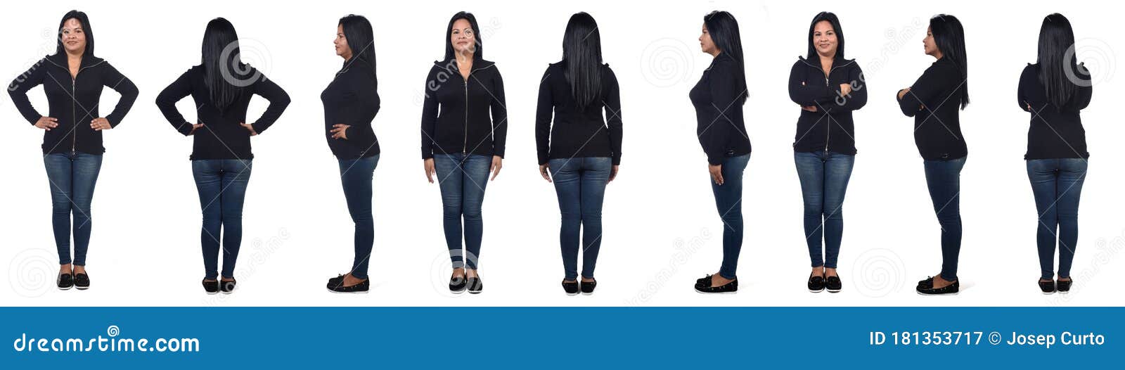 Front,rear and Side View of a Woman with Various Poses Stock Image ...