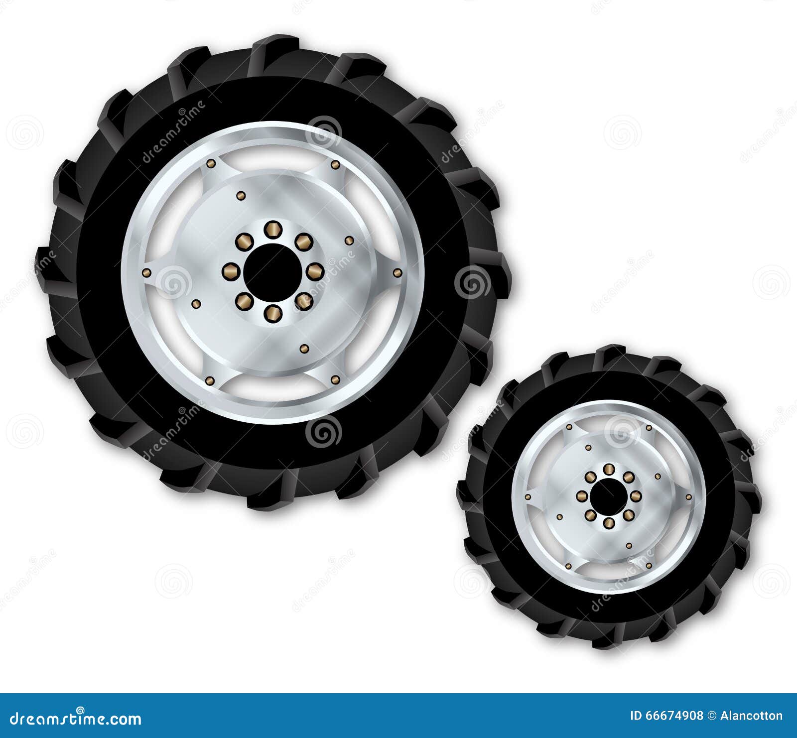 Front and Rear Tractor Wheels Stock Illustration - Illustration of ...