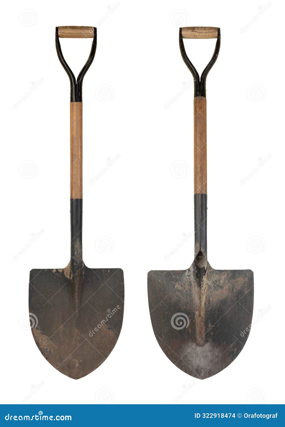 Front and Rear View of Isolated Shovel on White Background Stock Photo ...