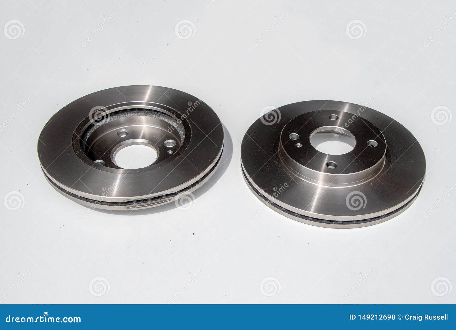 Front and Rear View of Car Brake Discs Stock Photo - Image of white ...