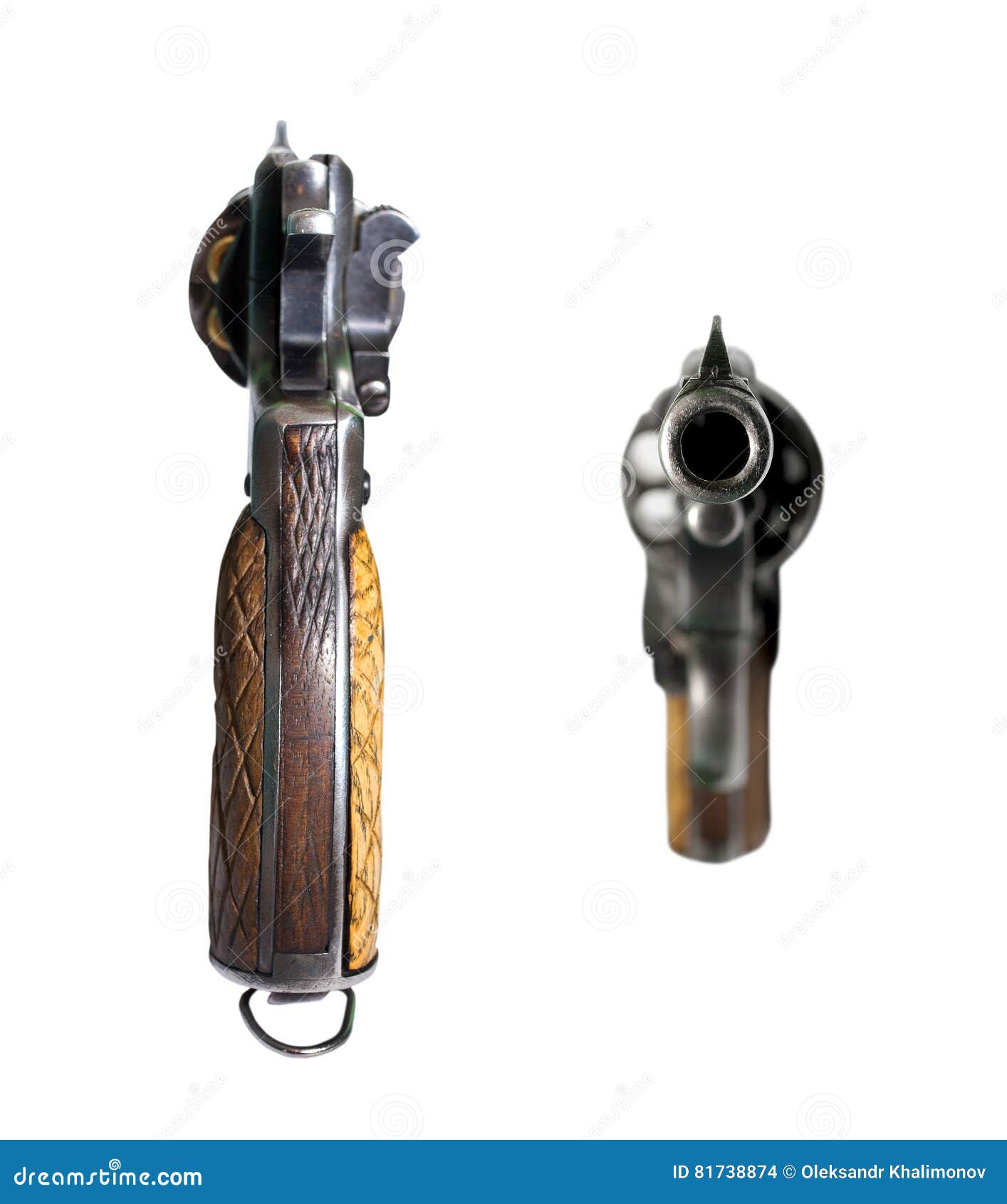 Front and Rear View of the Old Revolver Stock Photo - Image of reel ...