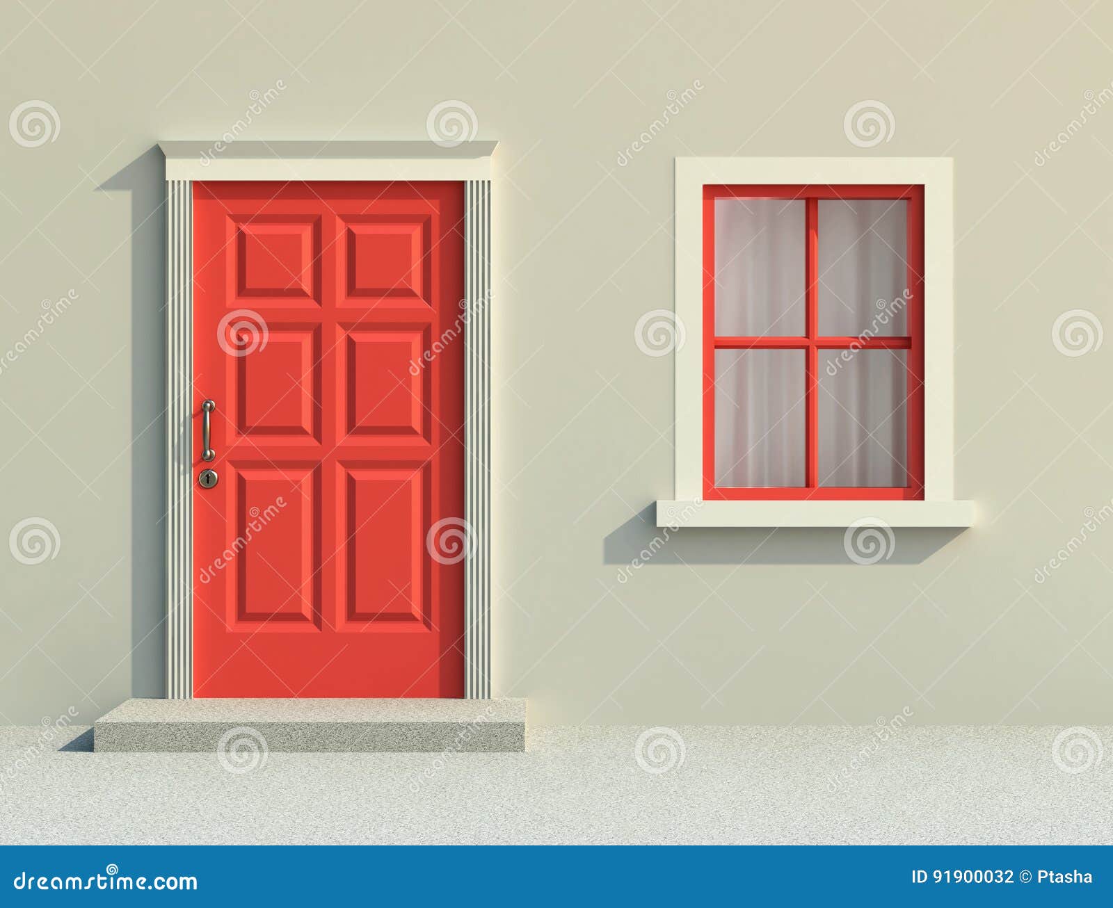 Front red door and window stock illustration. Illustration of outdoor ...