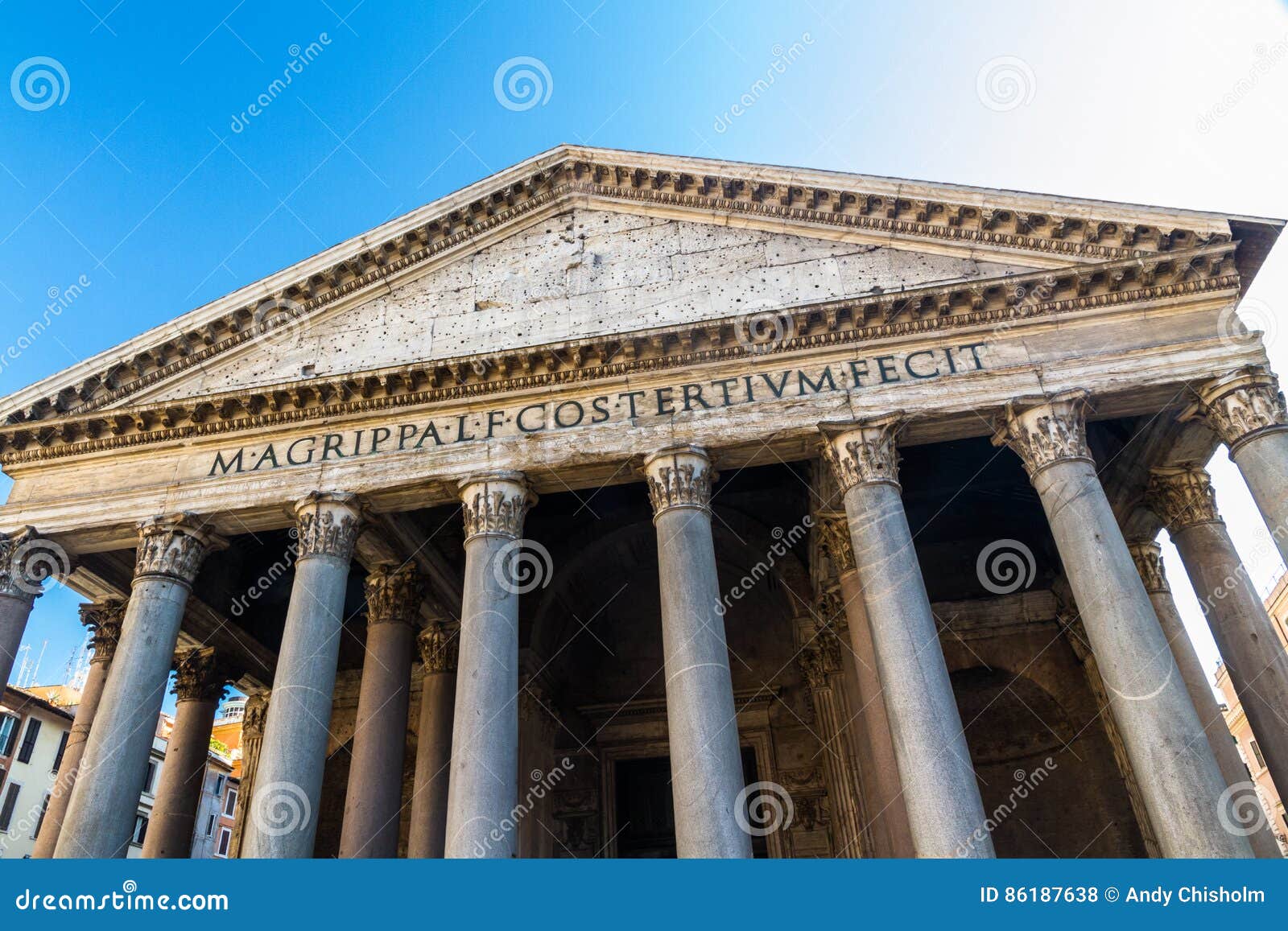 Front of the Roman Pantheon Stock Photo - Image of column, italy: 86187638