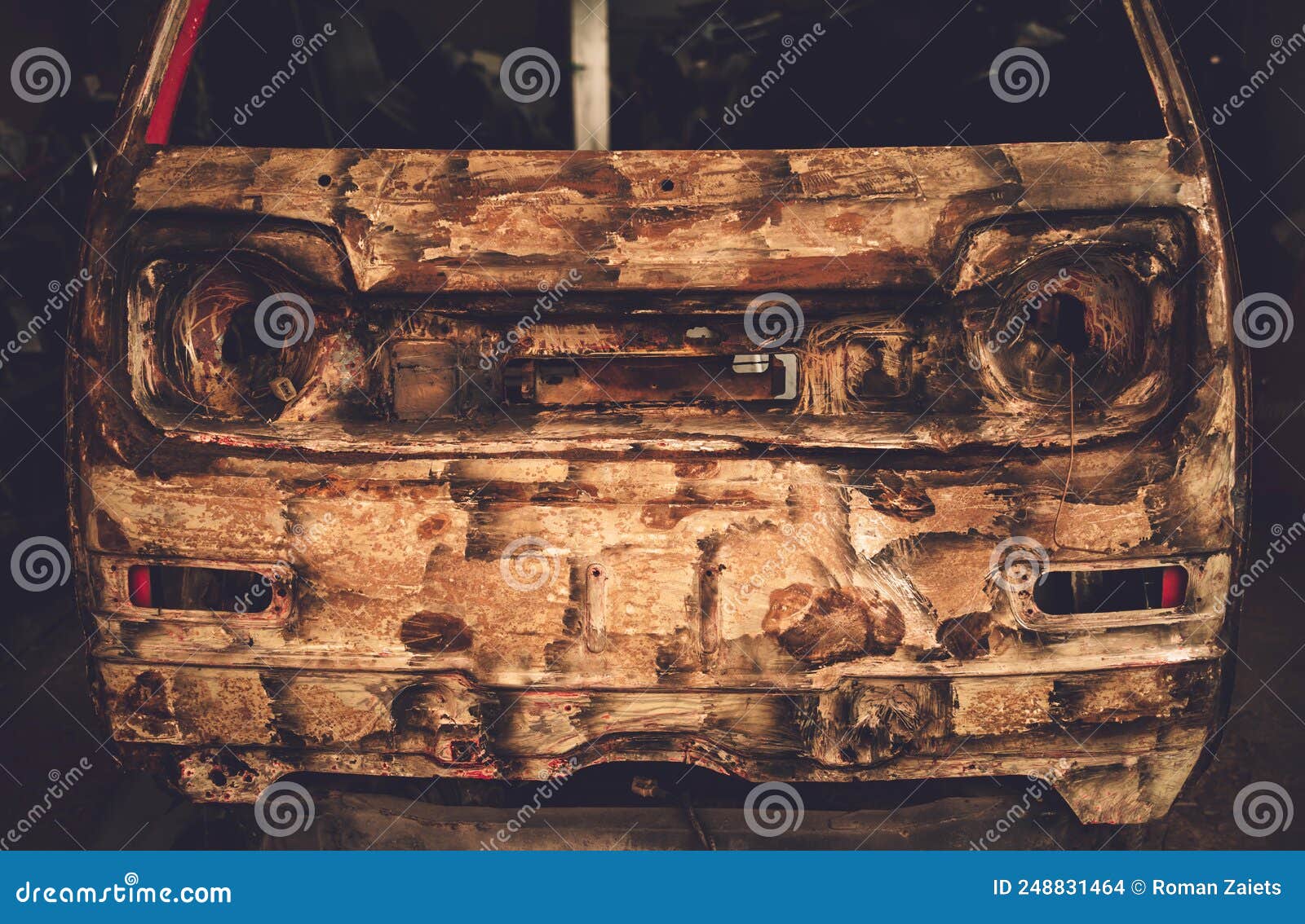 Front of an Rusty Car in Garage Stock Photo - Image of rustic, wreck ...