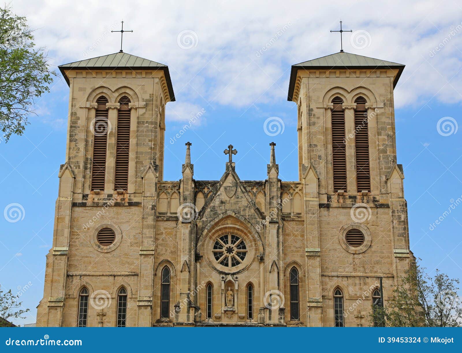Front of San Fernando Cathedral Stock Photo - Image of church, towers ...