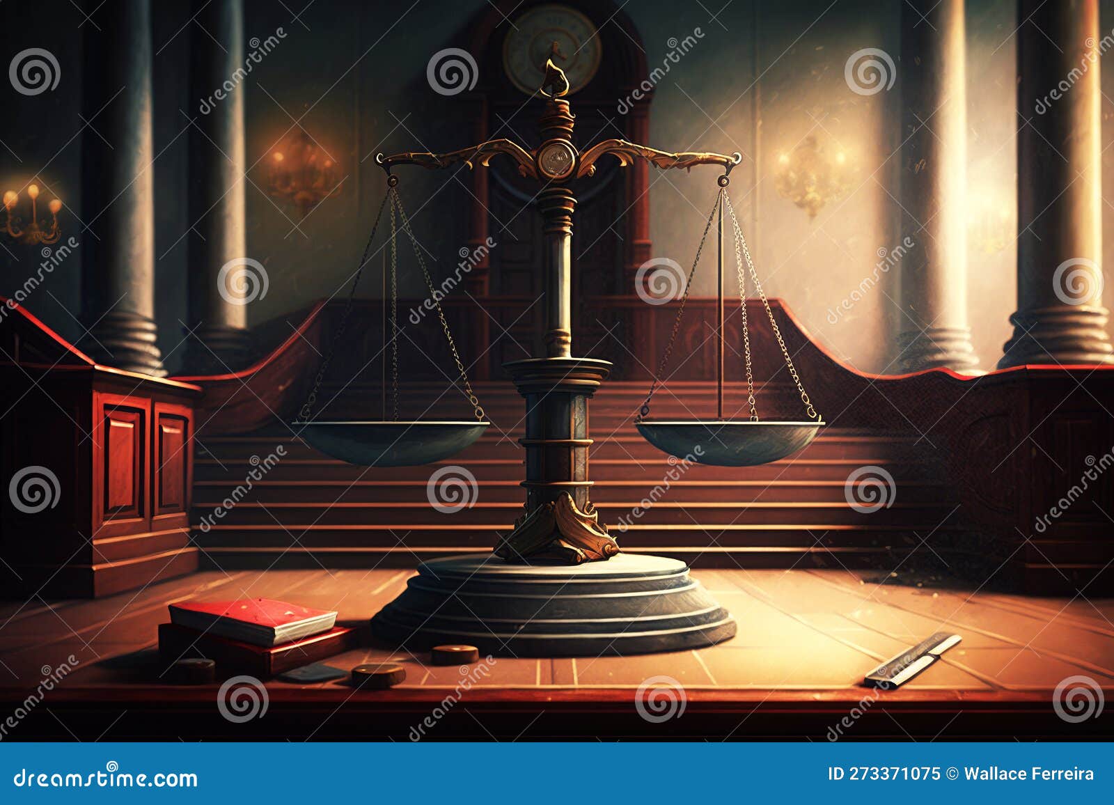 Front Scale of Justice on Top of Table with Natural Lighting ...