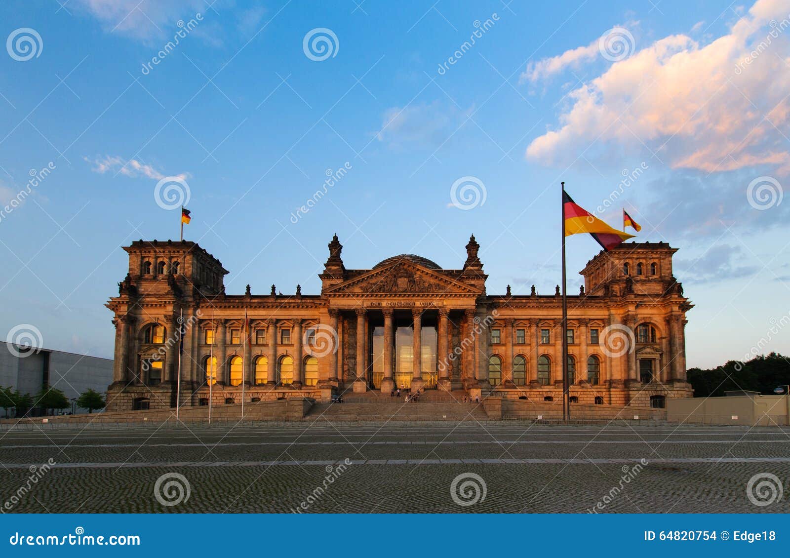 Front Scenic View on Reichstag in the Evening Stock Photo - Image of ...