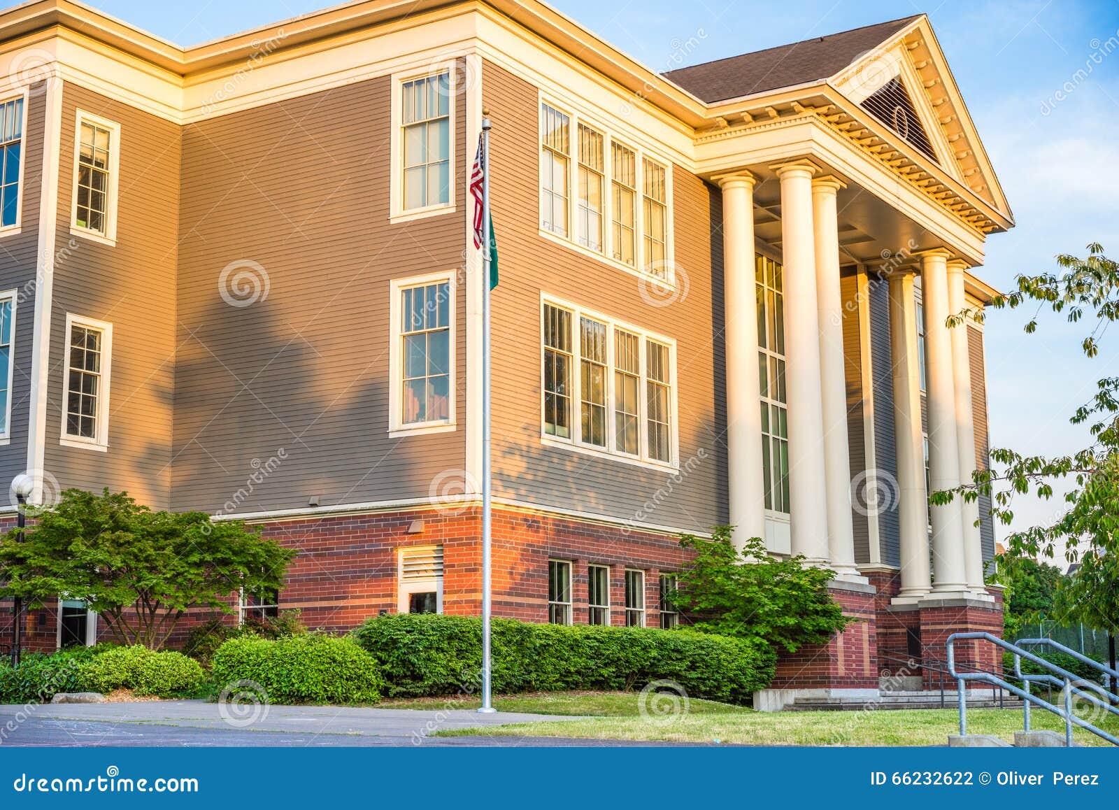 School Building Exterior Facade Windows Office Structure Stock ...