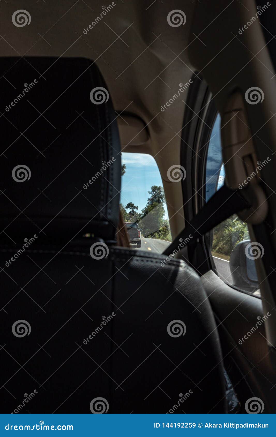 The Front Seat of the Car and the View of the Road Outside Looked from ...