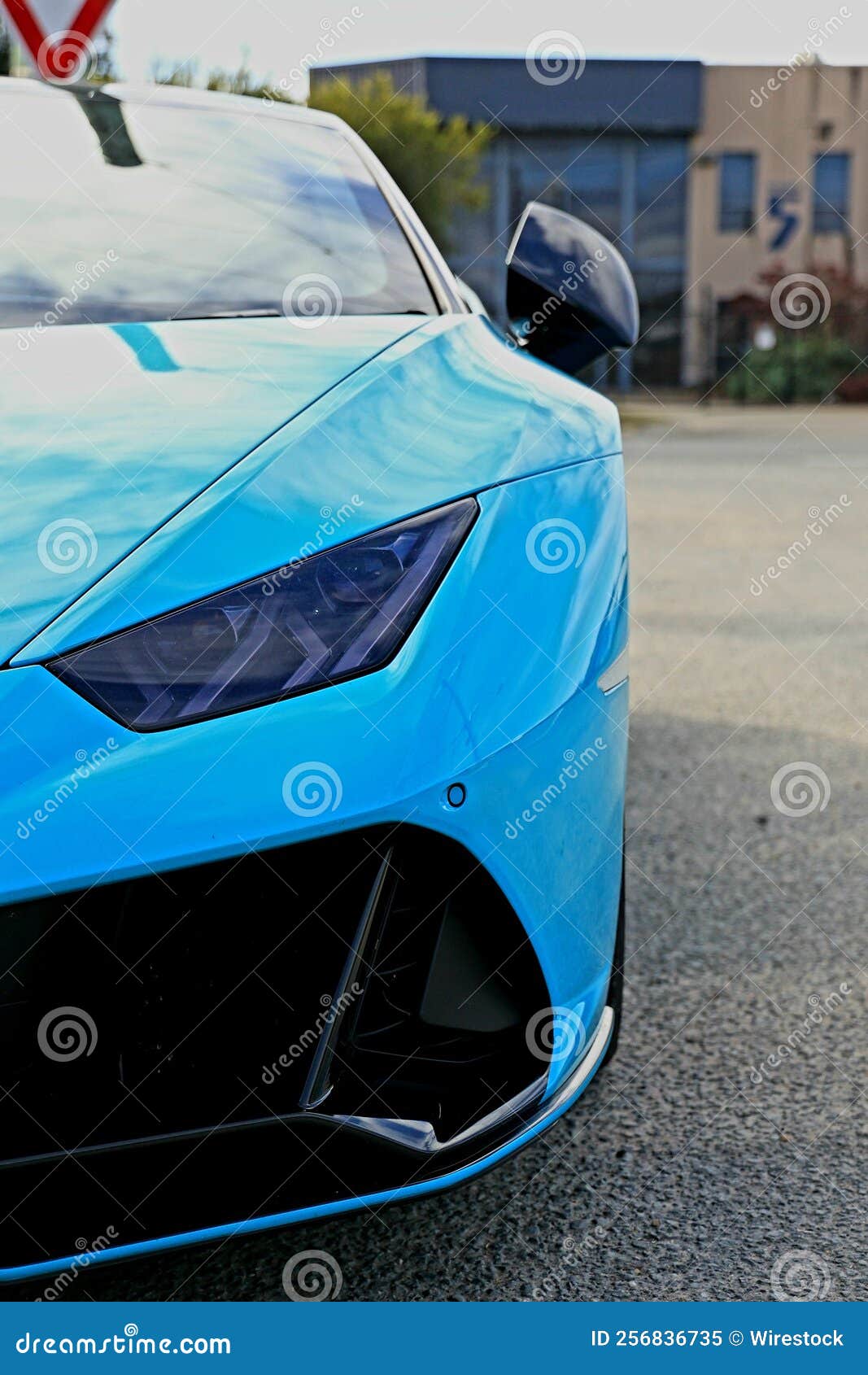 Front Shot of a Blue Car Headlights Stock Image - Image of ...