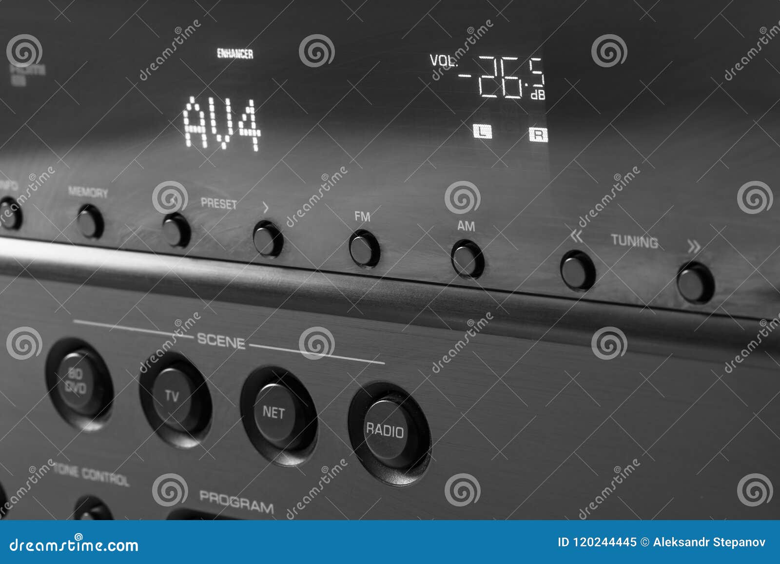 Front Side of the AV Receiver with Display and Controls Stock Image ...