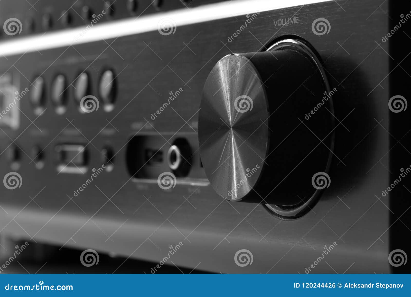 Front Side of the AV Receiver with Volume Knob Stock Photo - Image of ...