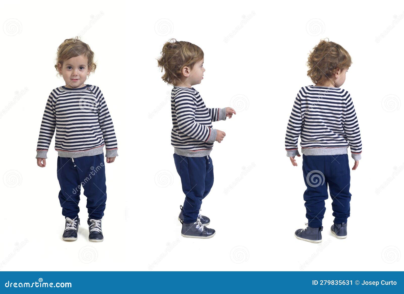 Front,side and Back View of a Group of Same Baby Boy Standing Stock ...