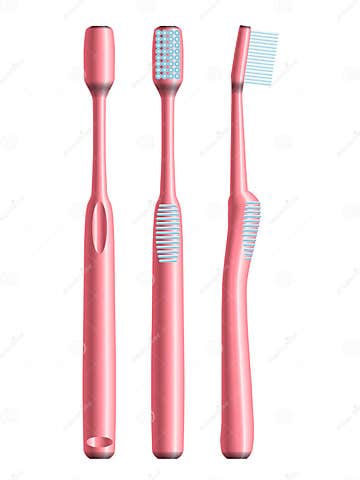Front Side and Back Views of Pink Toothbrush Stock Vector ...