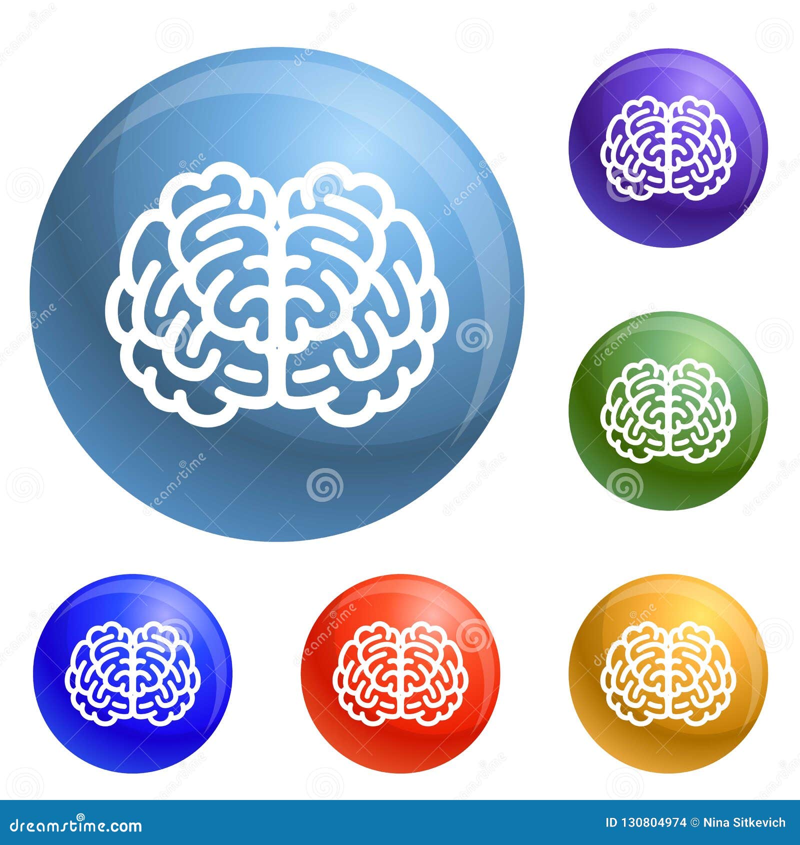 Front Side Brain Icons Set Vector Stock Vector - Illustration of ...