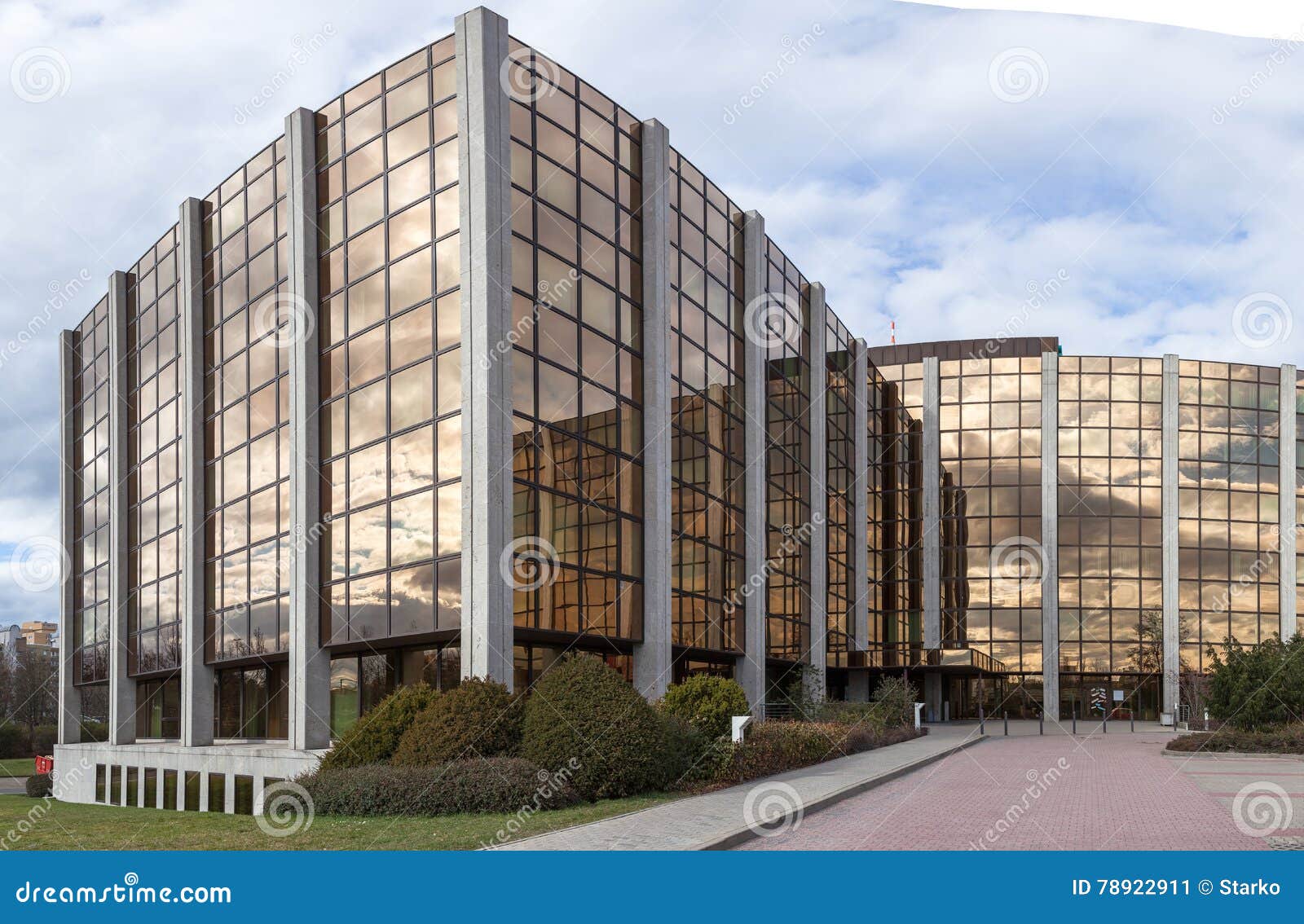 The Front Side of the Building Stock Image - Image of illuminated, park ...