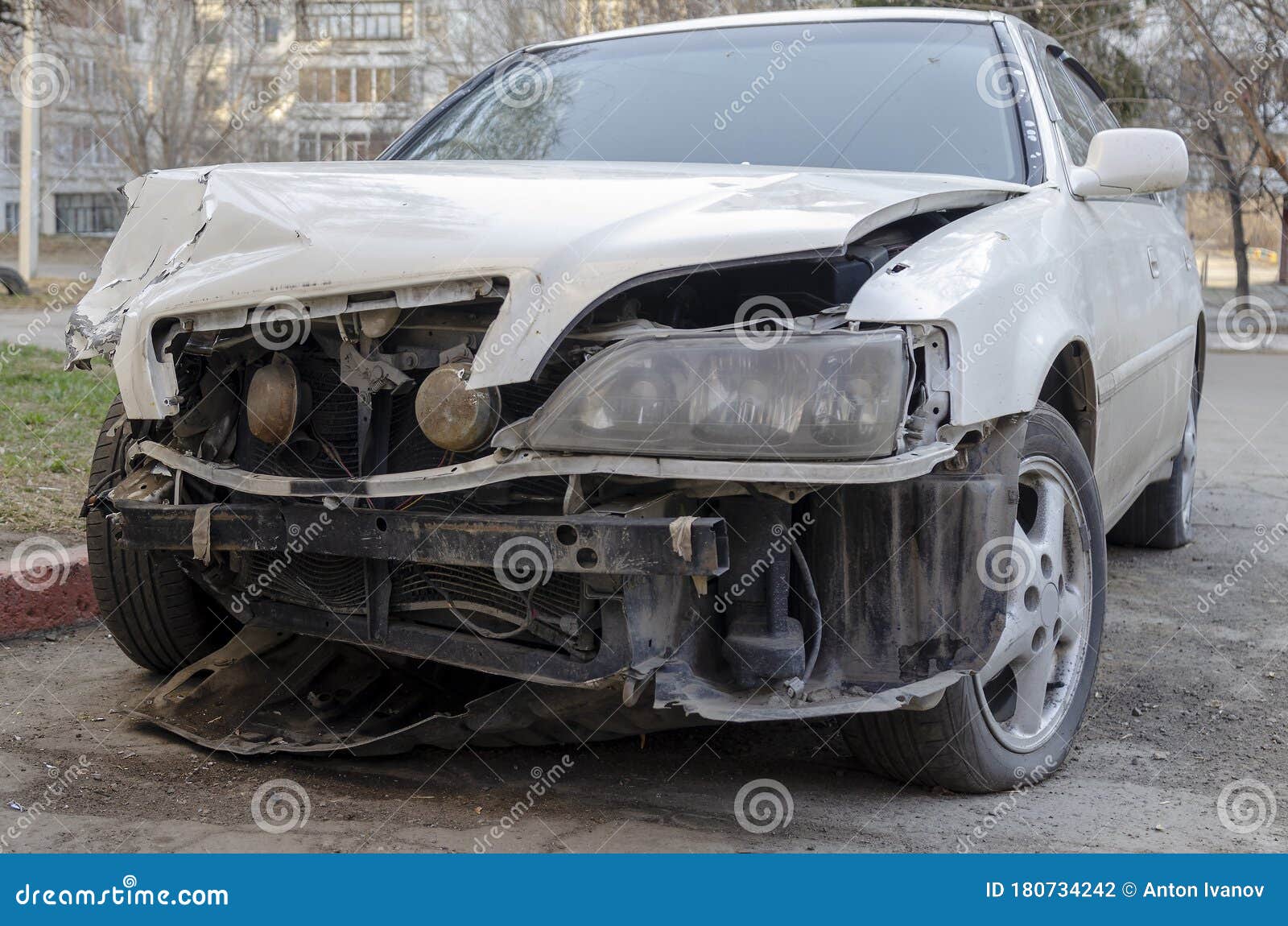 The Front Side of the Car after Being Hit by Another Car Stock Photo ...