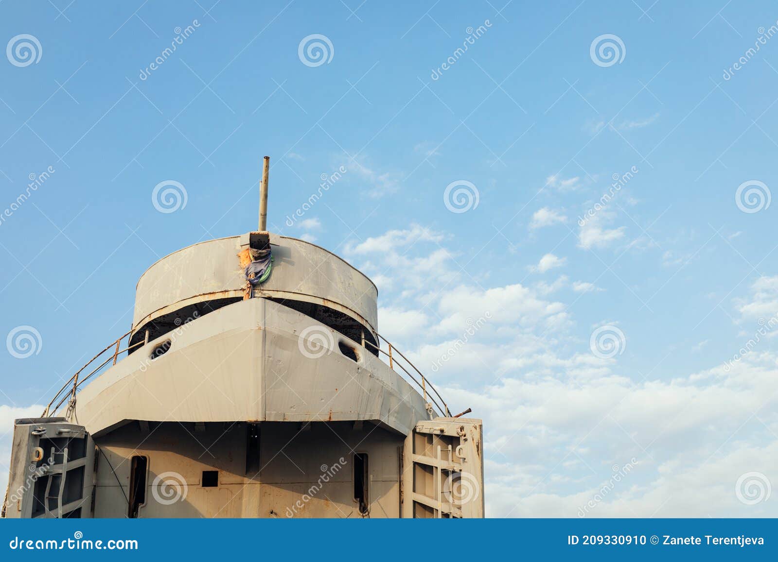 Front side of a cargo ship stock photo. Image of port - 209330910