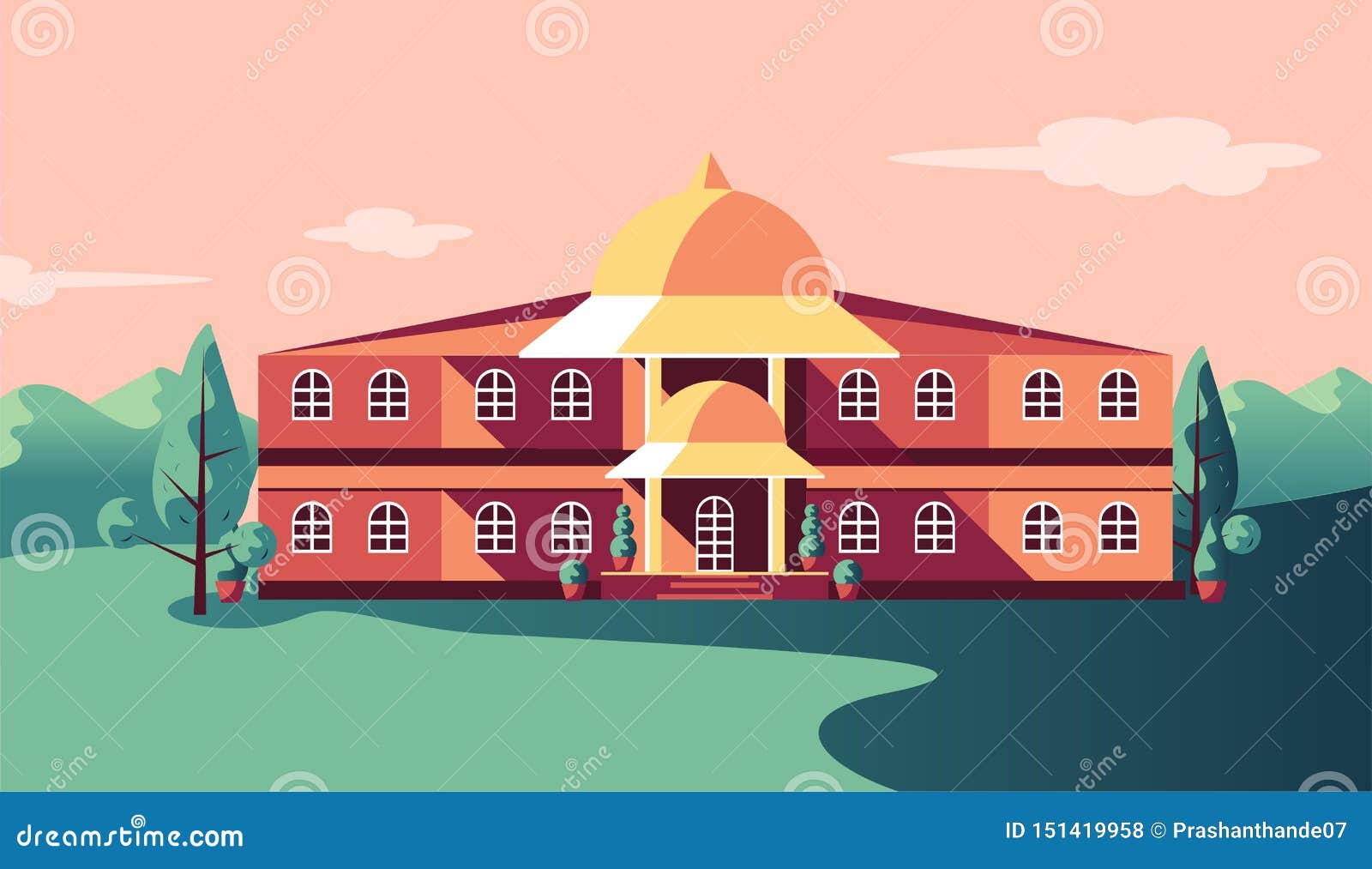 Classic Institution Building Structure Isolated Stock Illustration ...