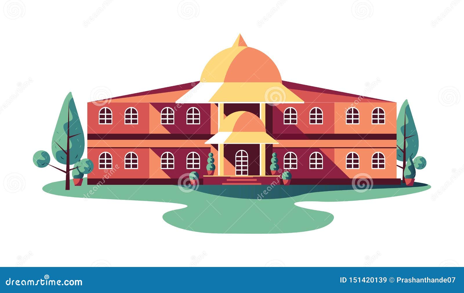 Classic Institution Building Structure Isolated Stock Illustration ...