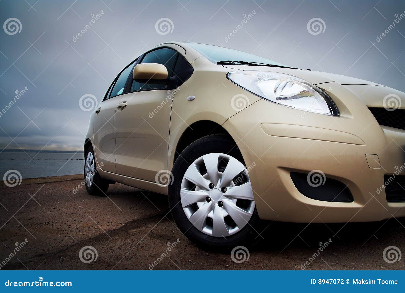 Front-side Closeup of a Beige Car Stock Photo - Image of shiny, auto ...