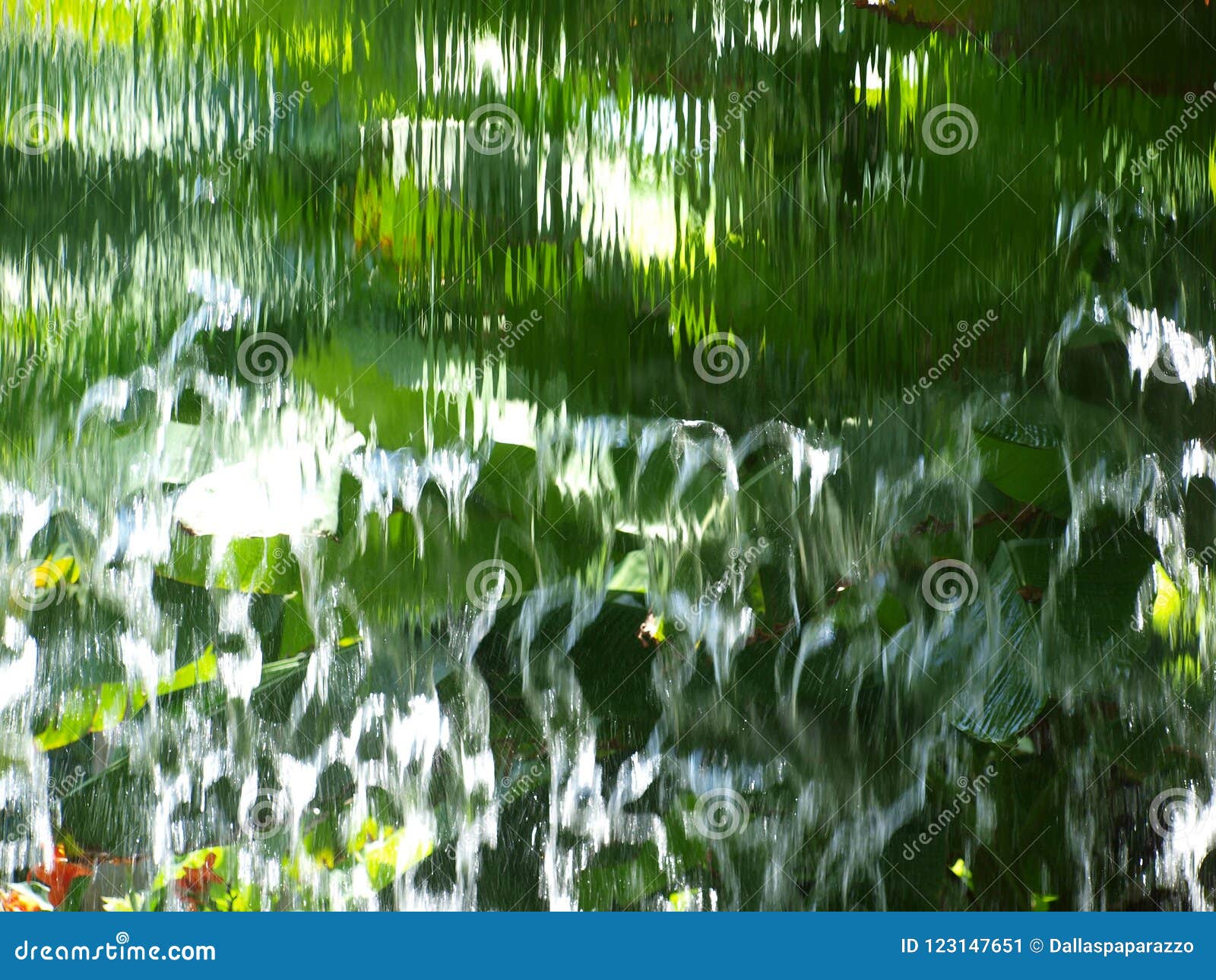 Front Side of a Garden Waterfall with Backside Walk Stock Image - Image ...