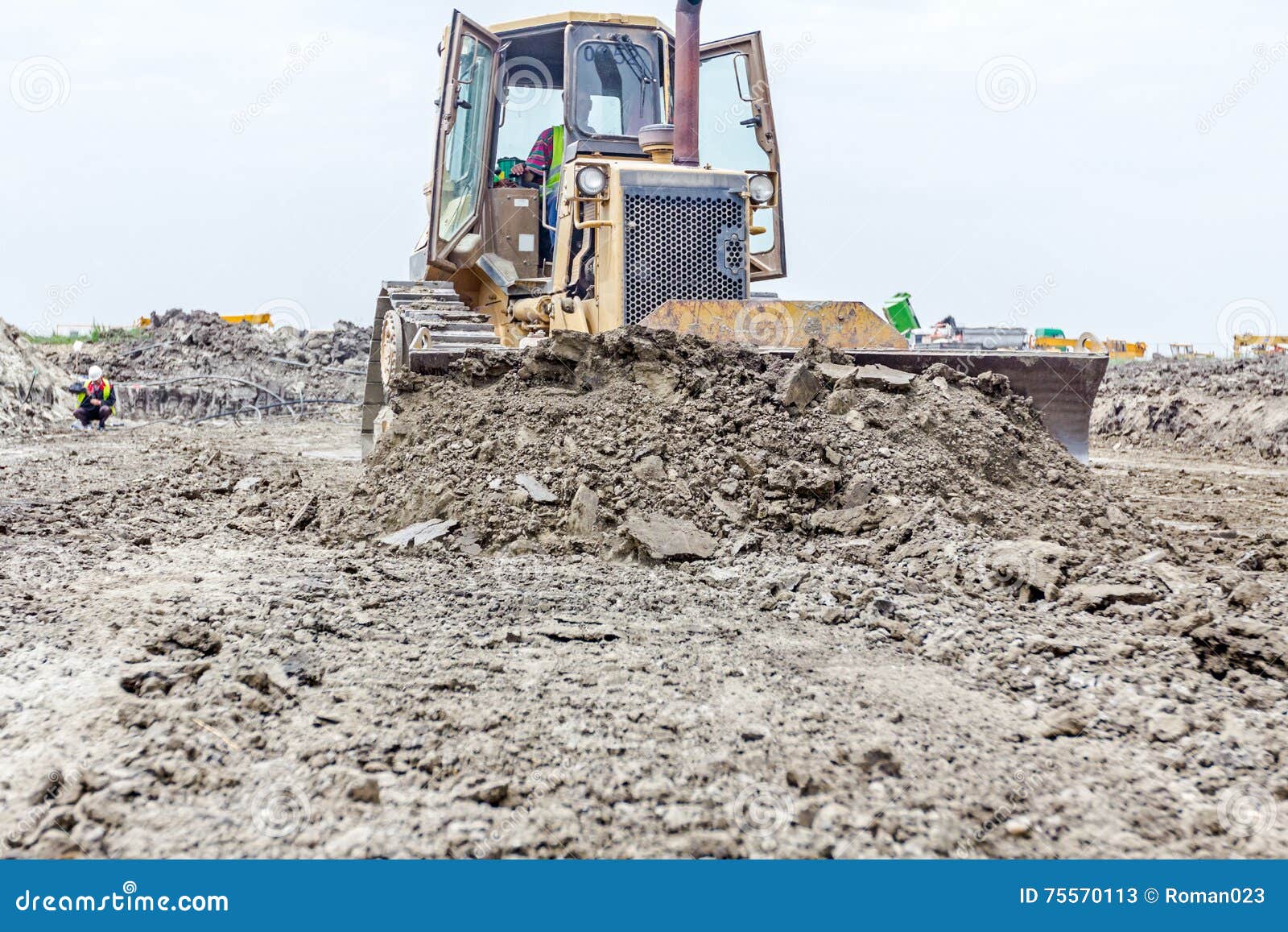 Front Side of Heavy Earthmover Construction Machine in Action Stock ...
