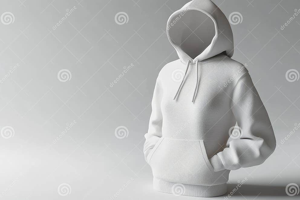 Front and Side Mockup of a White Plain Hoodie Showcasing Its Design and ...