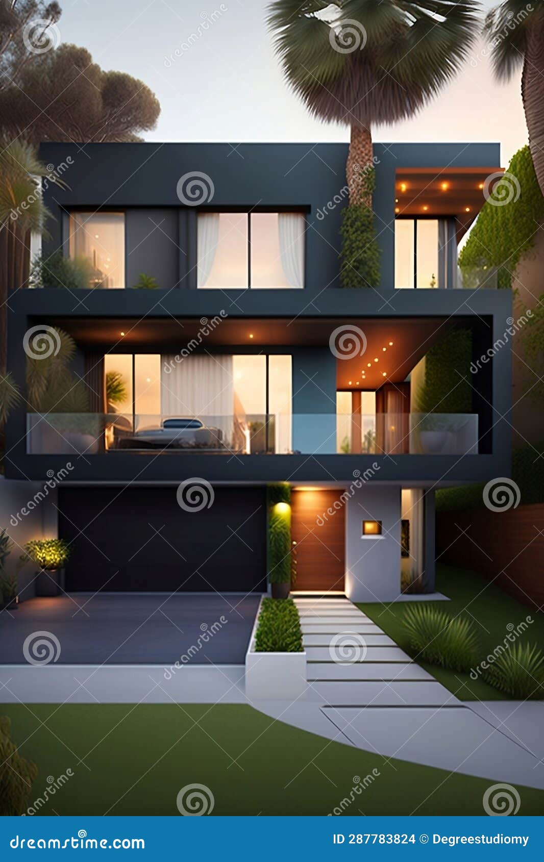 Front Side of a Modern House Design and Architecture. Generative Ai. Ai ...