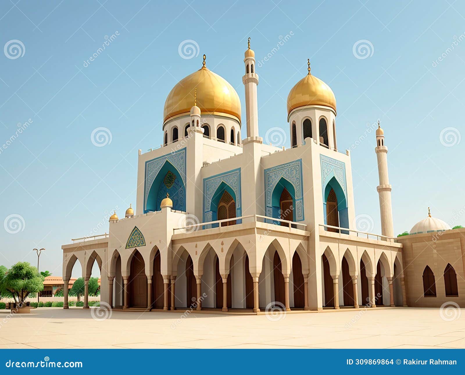 The Front Side of the Mosque Building, Vector Illustration, Stock ...