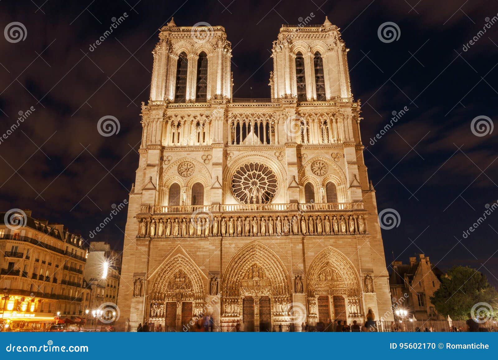 Front Side of Notre-Dame De Paris Cathedral Stock Photo - Image of ...
