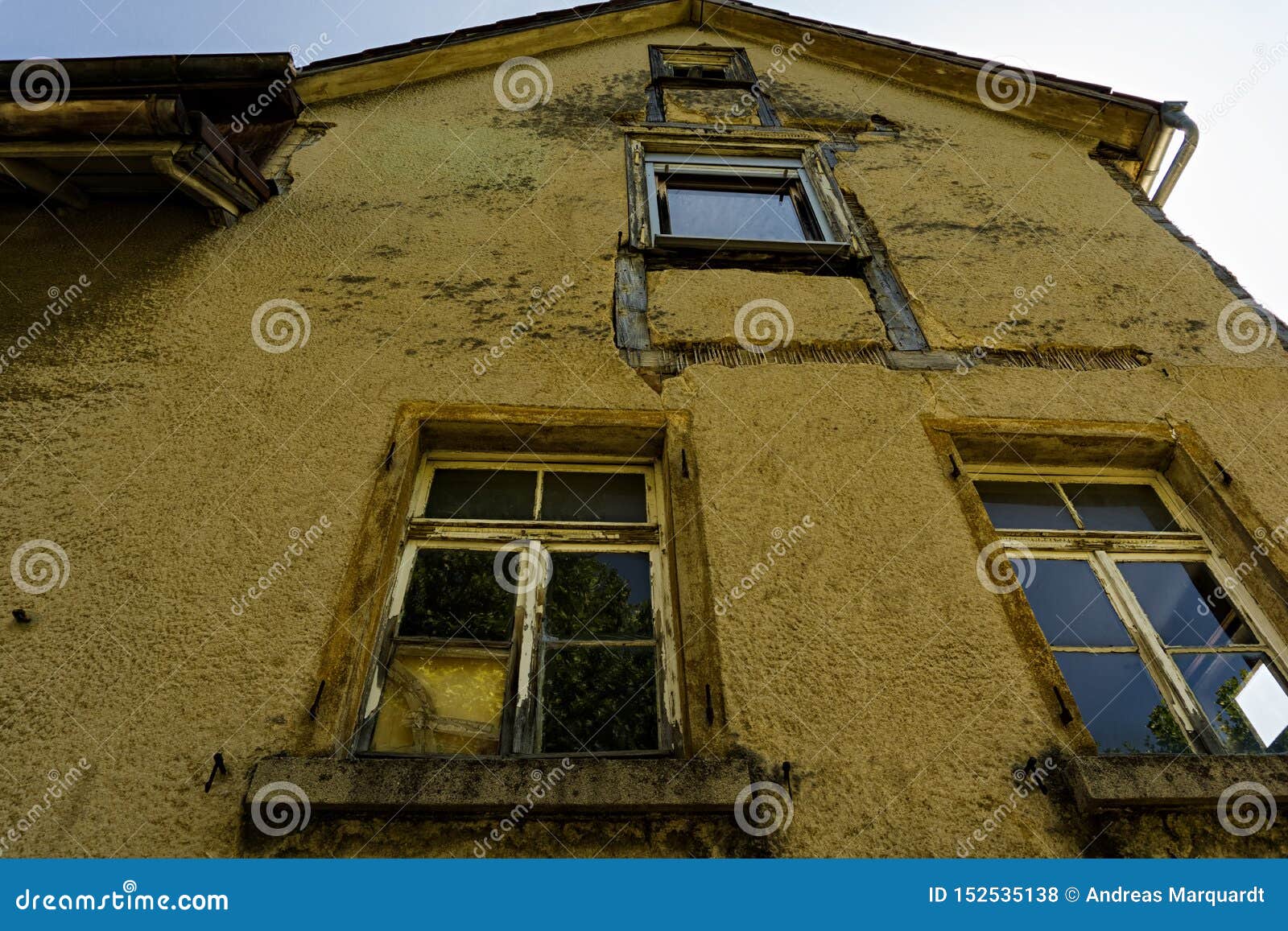 The Front Side of an Old House Stock Photo - Image of building, windows ...