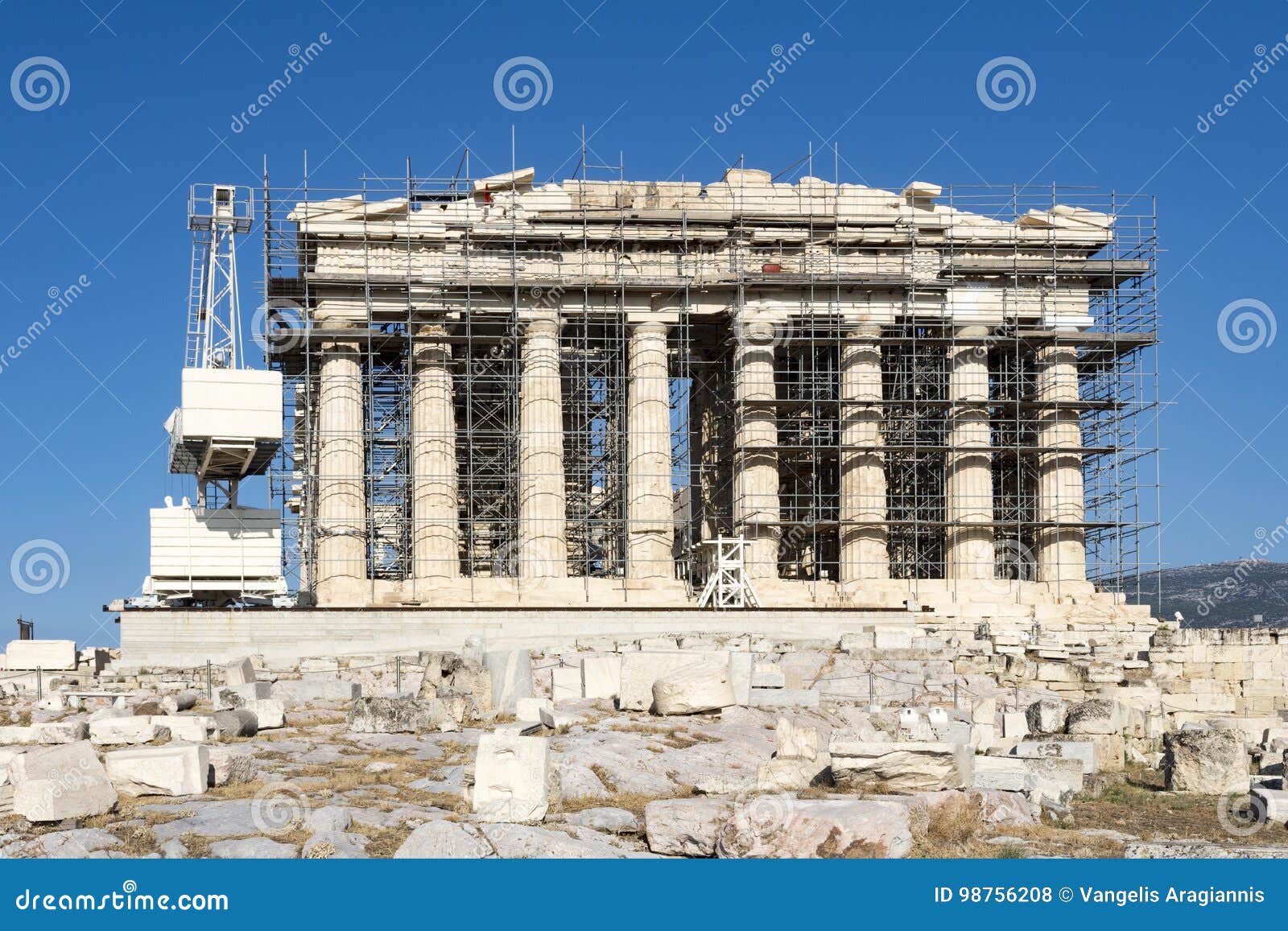 Front side of parthenon stock photo. Image of hill, daylight - 98756208