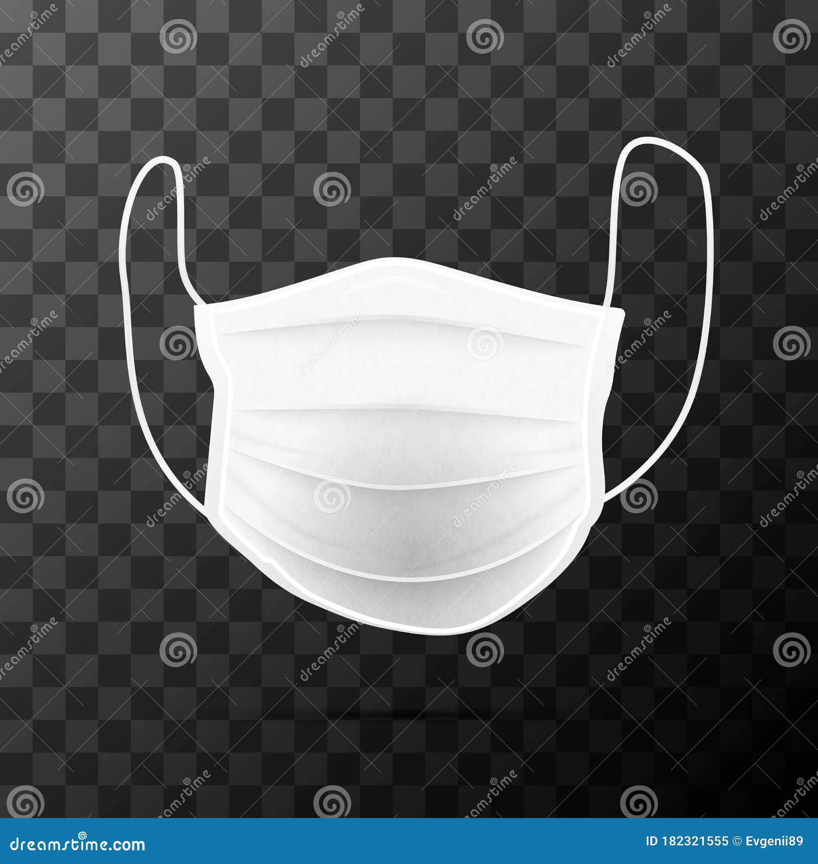 Front Side of Realistic White Medical Face Mask on Transparent Stock ...