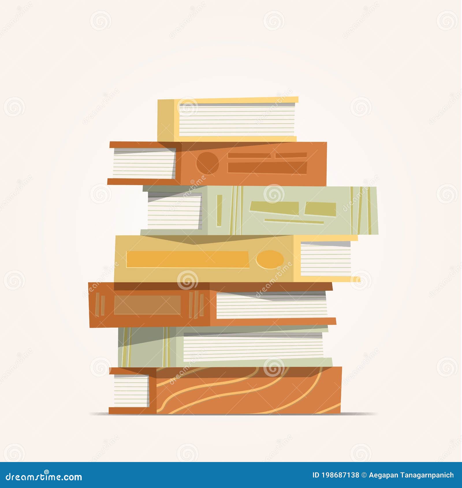 A Front Side Stack of Books, Pile of Books Illustration Cartoon Vector ...