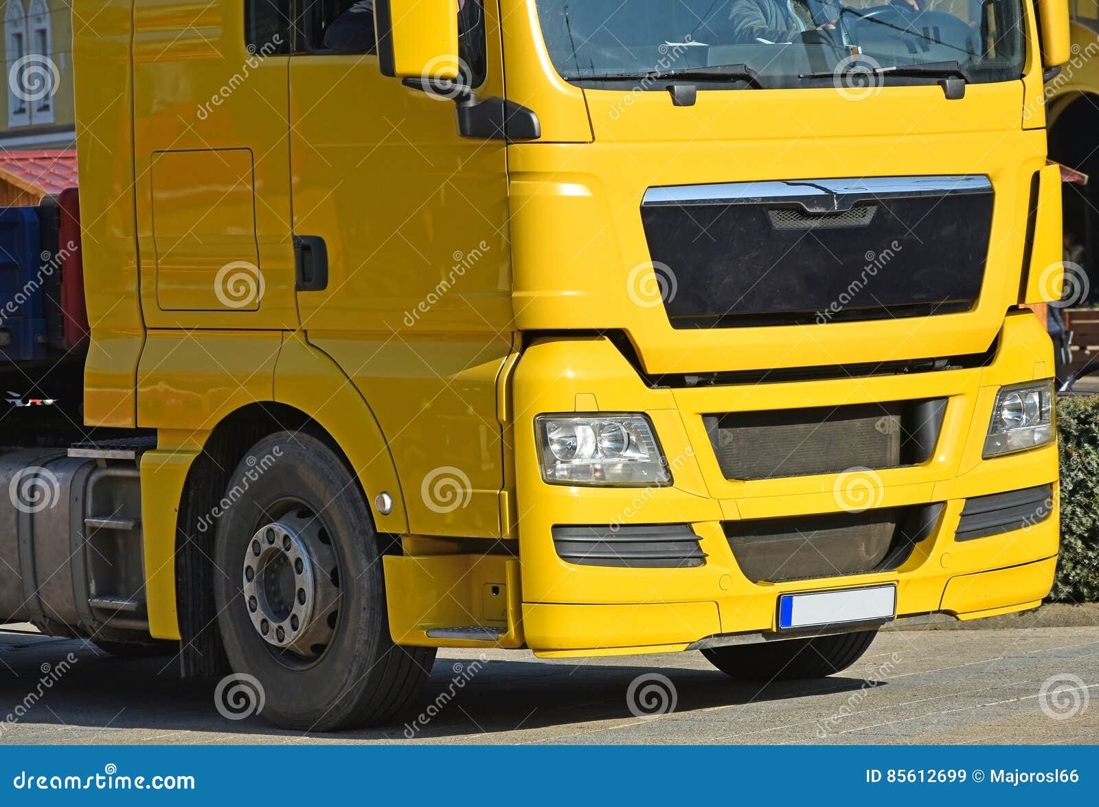 Front side of a truck stock image. Image of yellow, delivery - 85612699