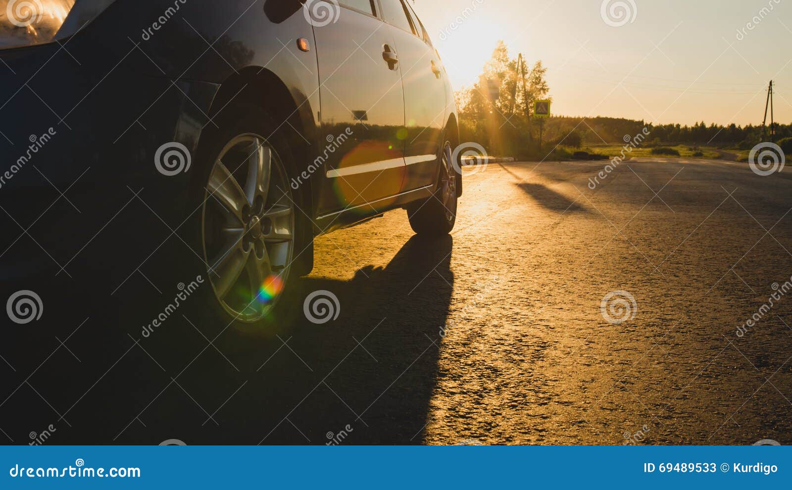 Front Side View of the Black Car Driving Fast Stock Image - Image of ...
