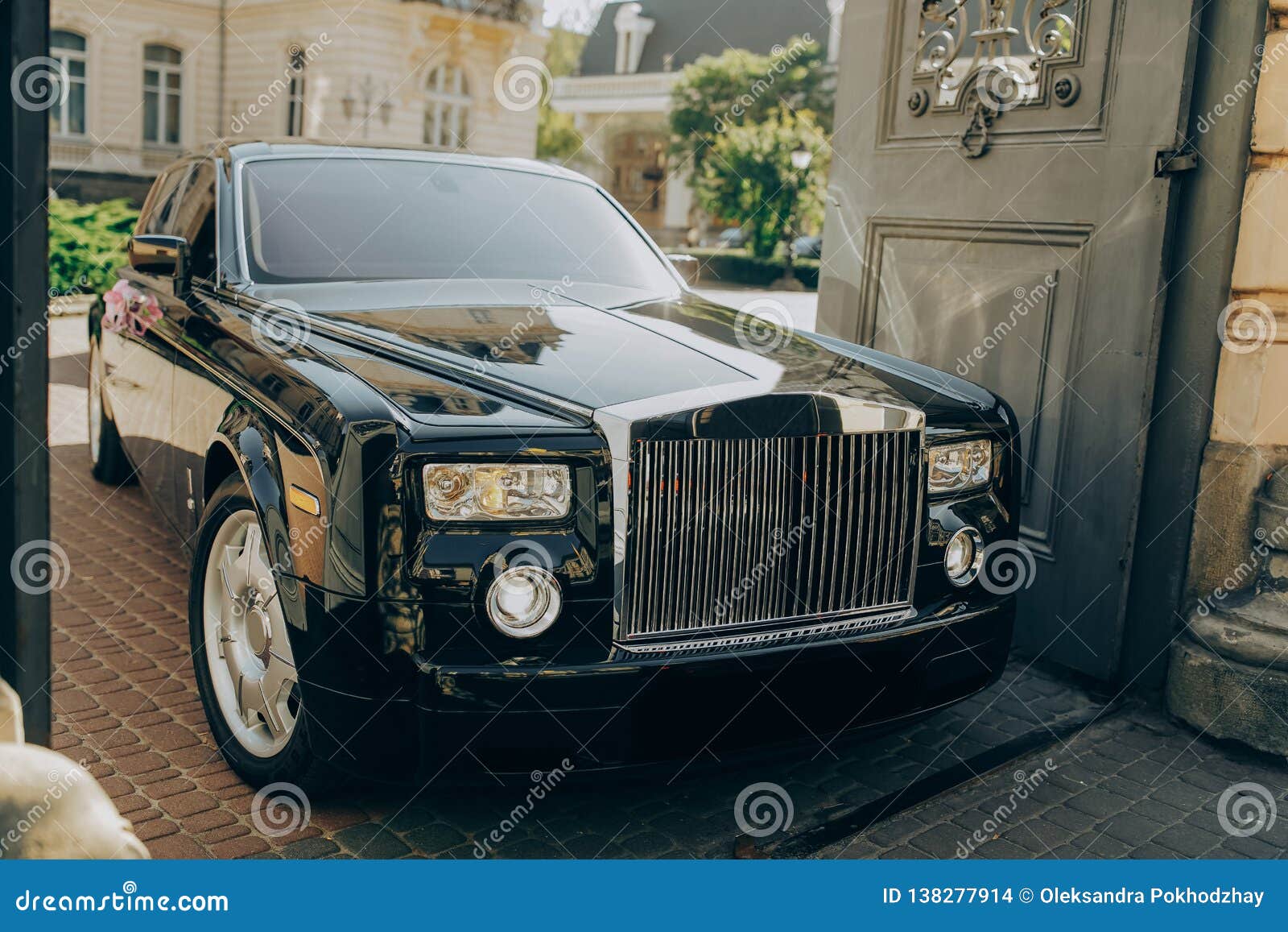 Front Side View of the Black Car Driving Fast Stock Photo - Image of ...