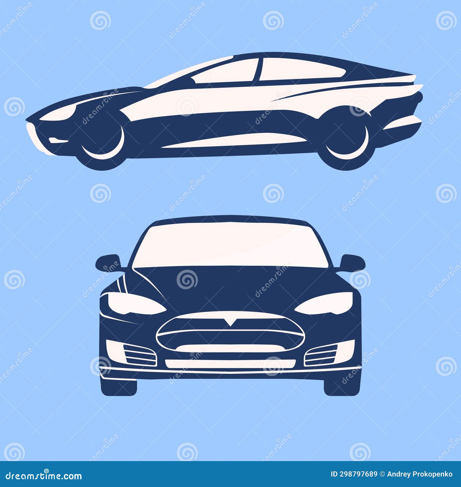 Front and Side View of the Car Stock Vector - Illustration of line ...