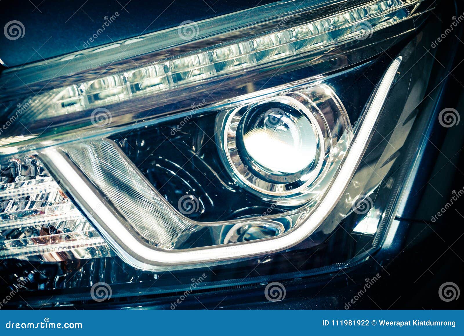 The Front Side View of a Car Headlight Stock Photo - Image of auto ...