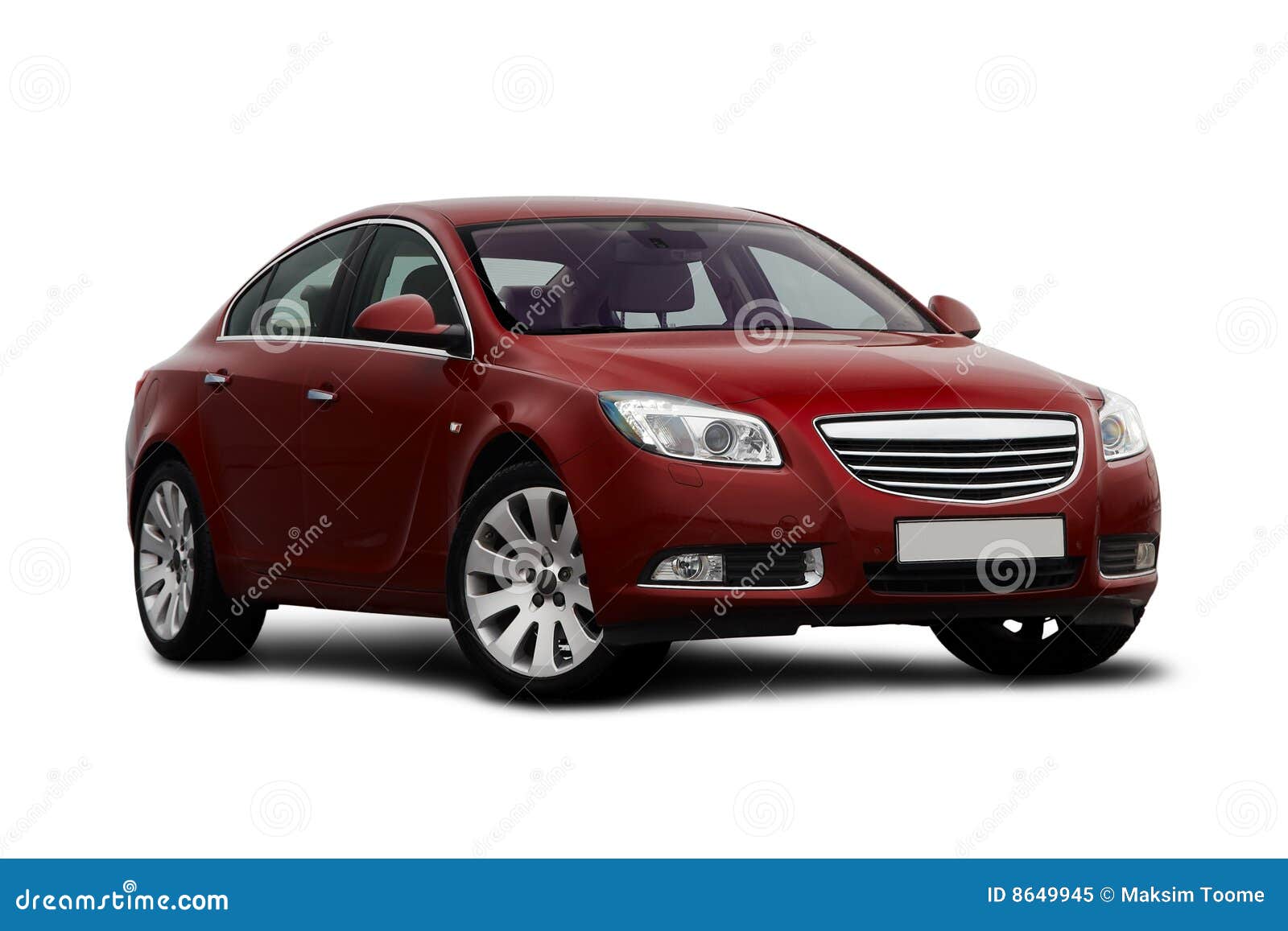 Front-side View of Cherry Red Car Stock Image - Image of sedan, color ...