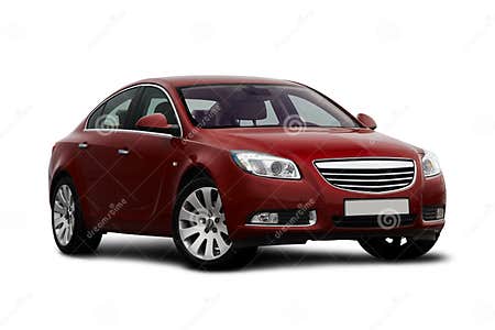 Front-side View of Cherry Red Car Stock Image - Image of sedan, color ...