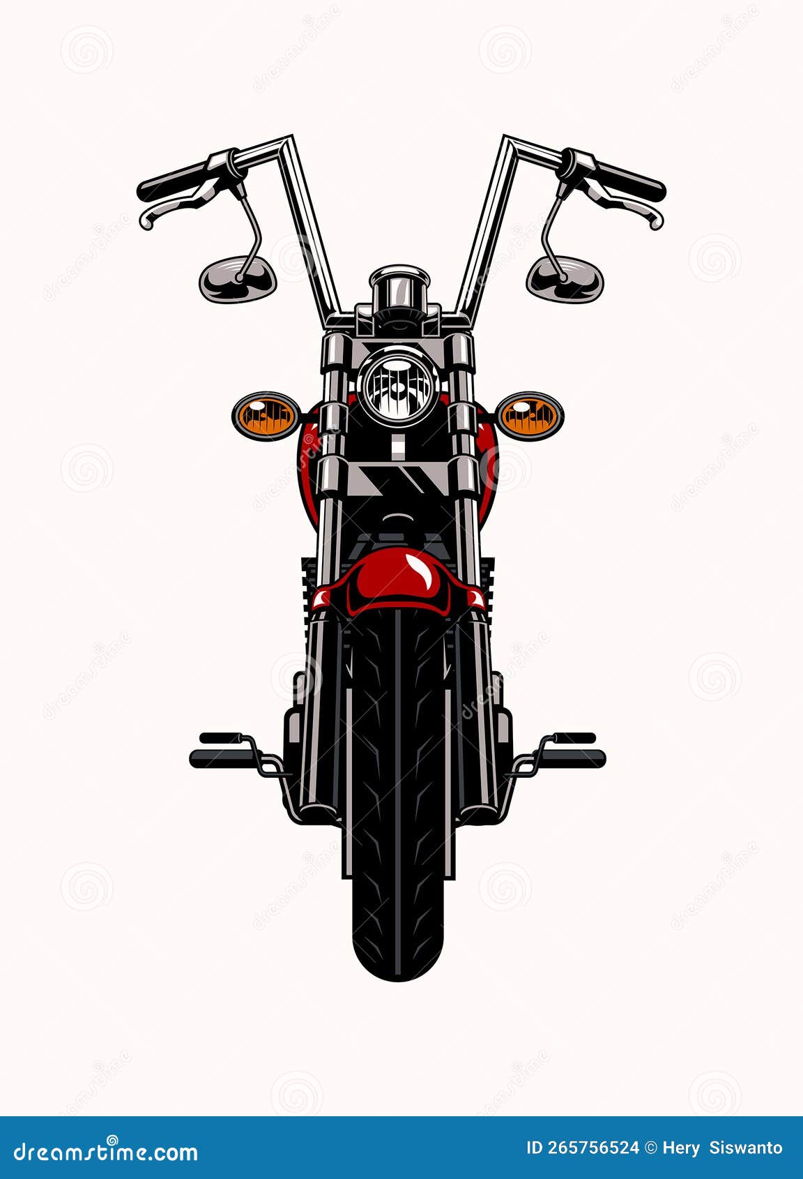 Front Side View Of Classic Motorbike With High Handlebar Vector ...