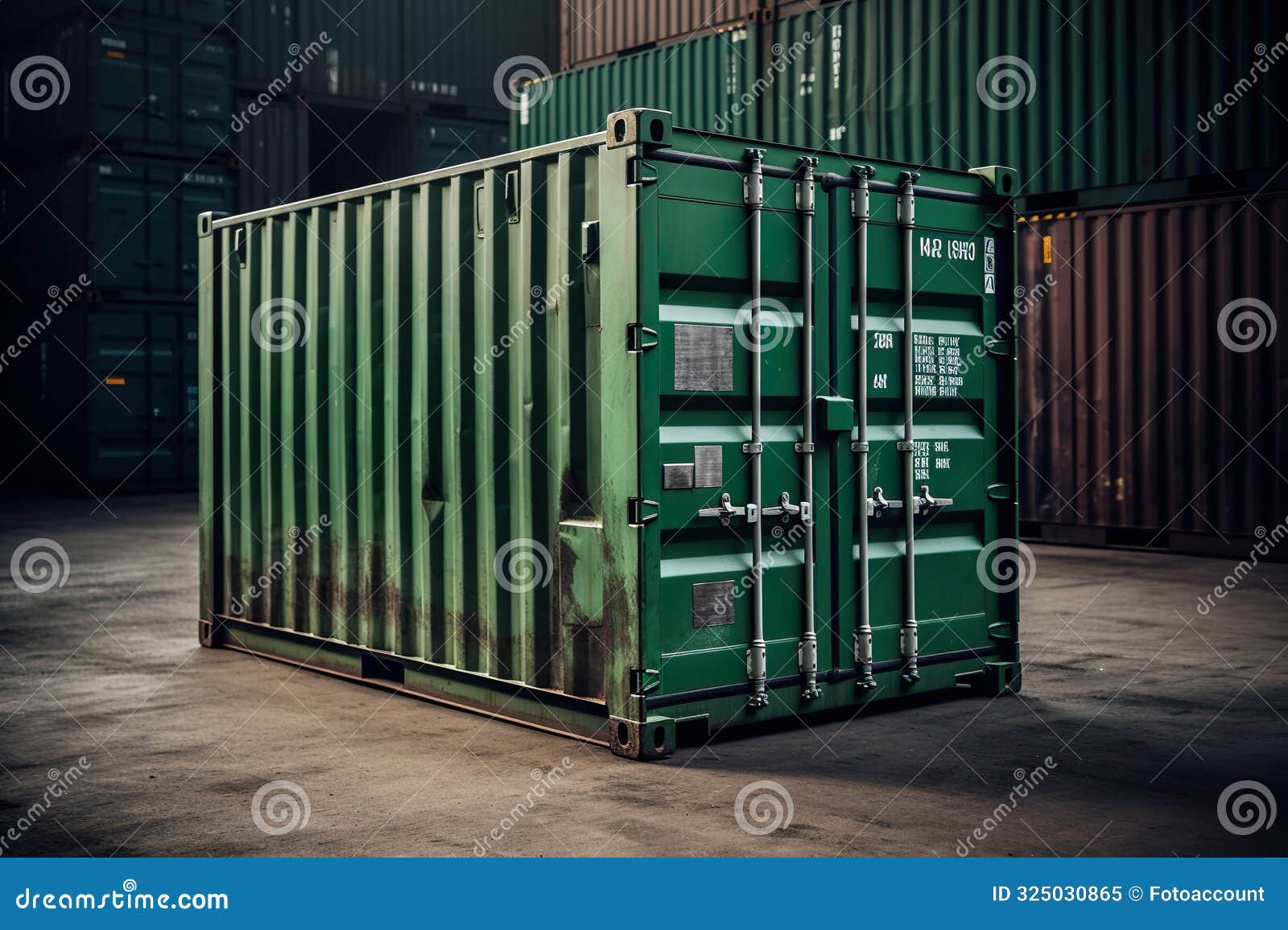 Front and Side View of a Closed Green Cargo Container - Generative AI ...