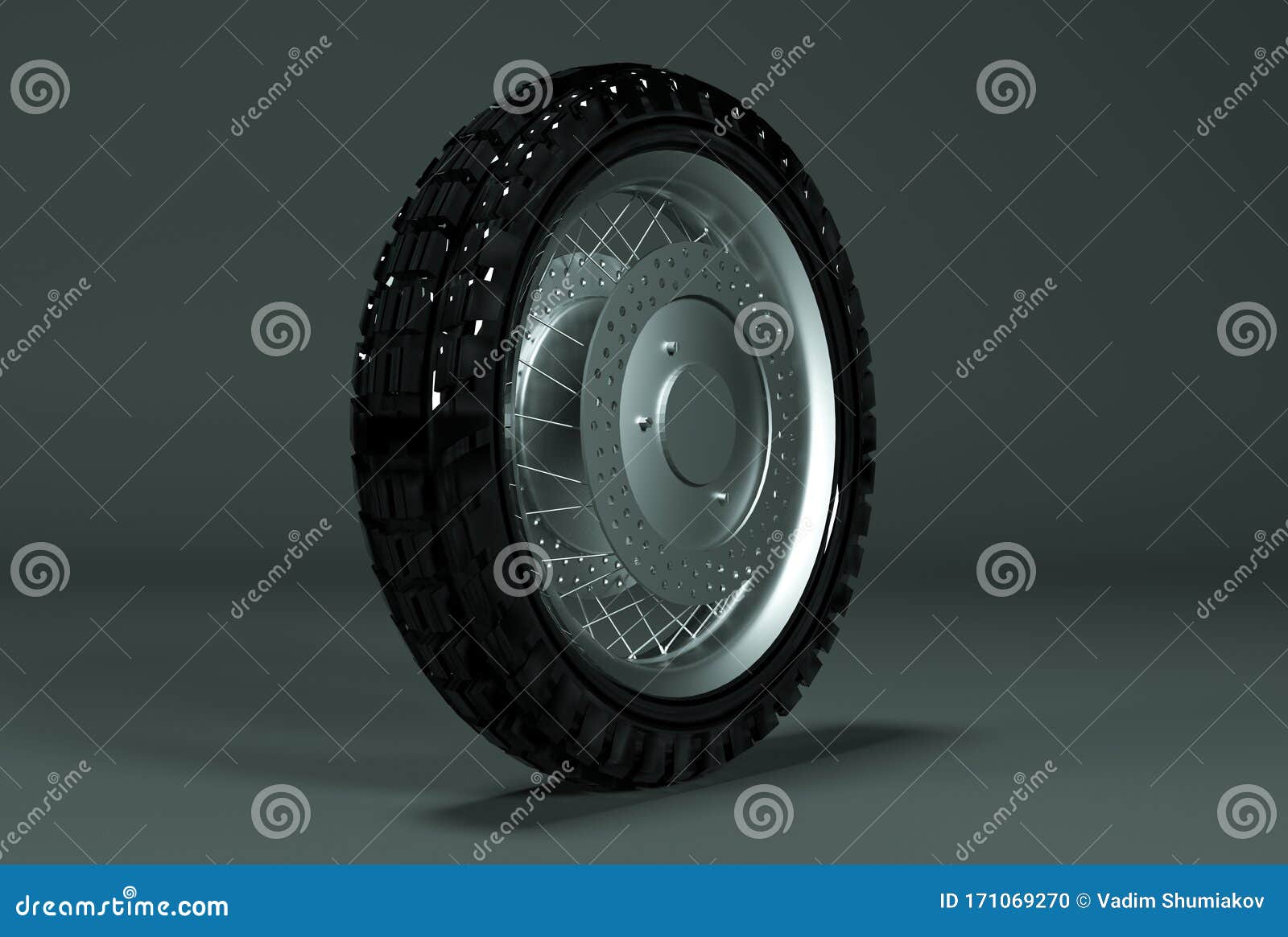 Front and Side View of Racing, Road and Off-road, Motorcycle Tires. 3d ...