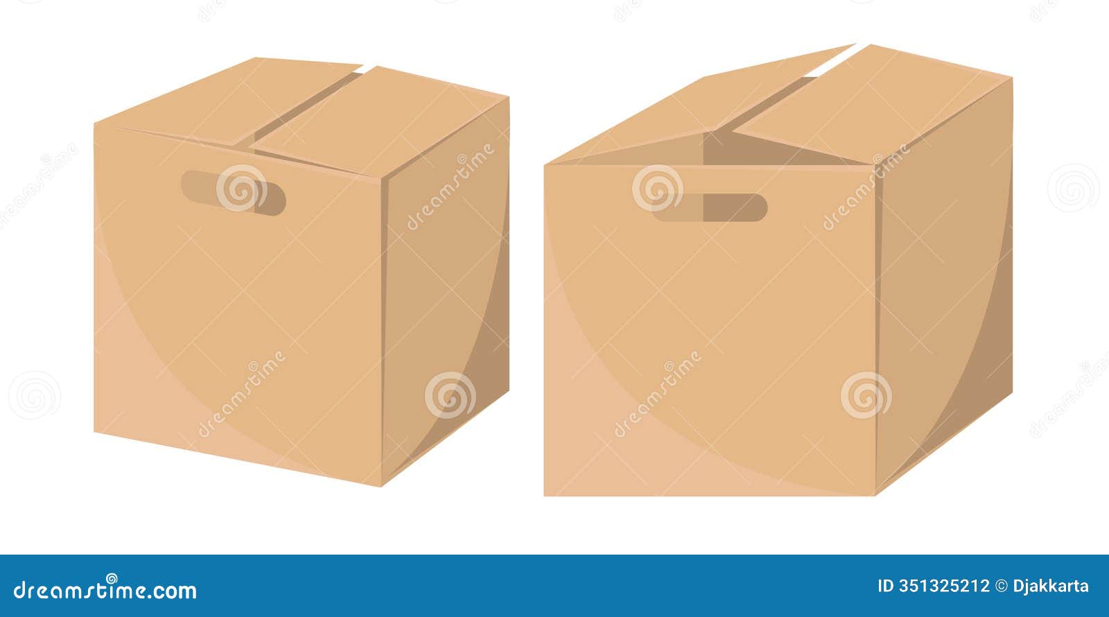 Front and Side View Realistic Illustrations of Cardboard Boxes for ...