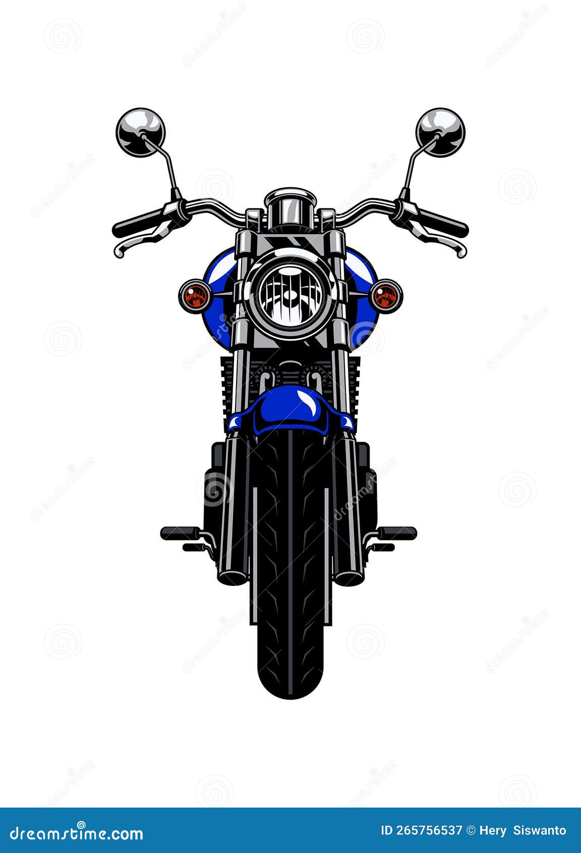 Front Side View of Retro Motorcycle Stock Vector - Illustration of ...